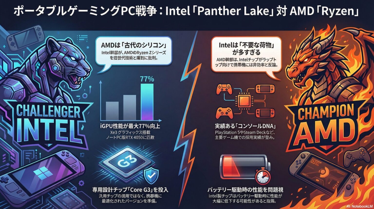 ポータブルゲーミングPCの新時代：Intel Panther Lakeが「古代のシリコン」発言で挑むAMDへの挑戦状 | まいどはや工房